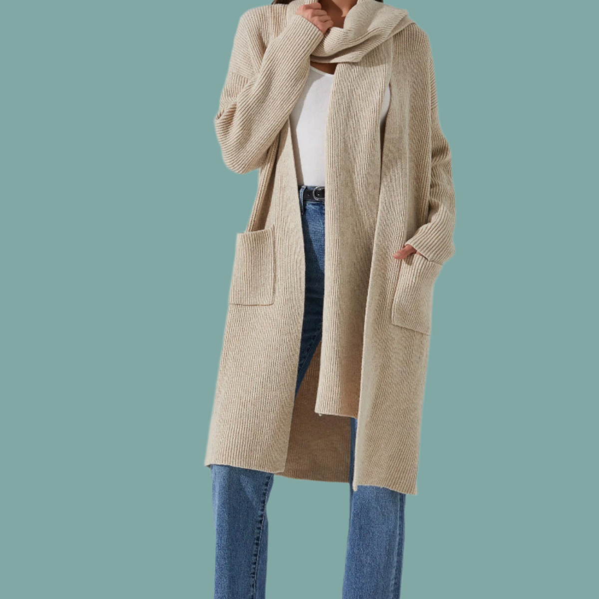 Noemi Ribbed Scarf Cardigan – Pronto